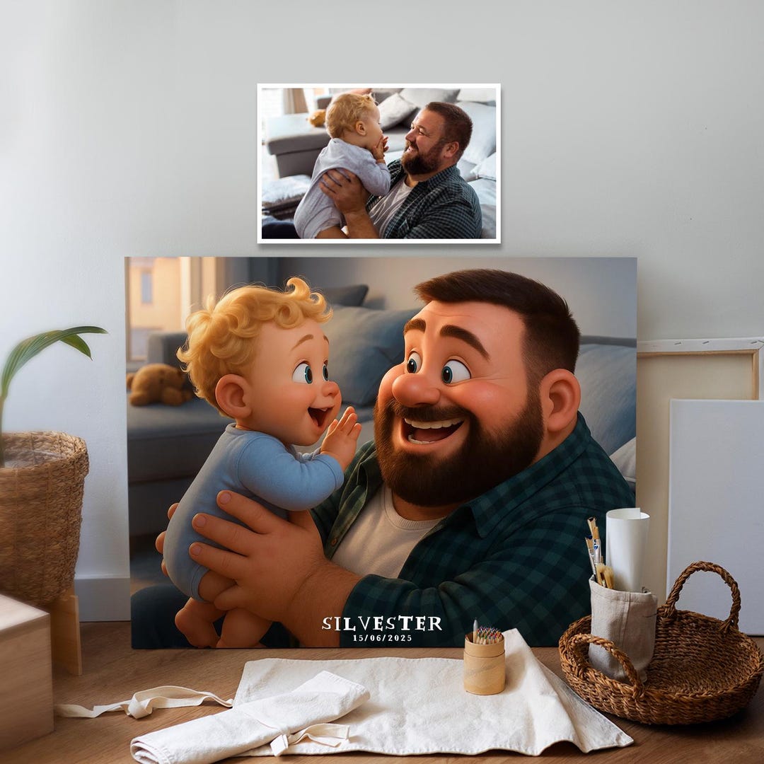 Custom Pixar Style Father Portrait From Photo Digital Download 3D ...