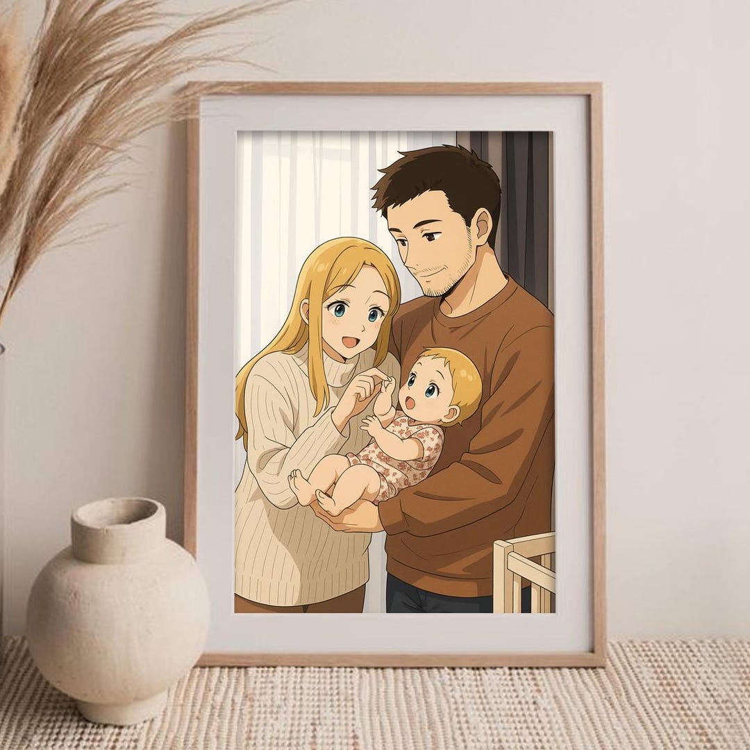 Anime Style First Time Parents Artwork Custom Digital Download and ...