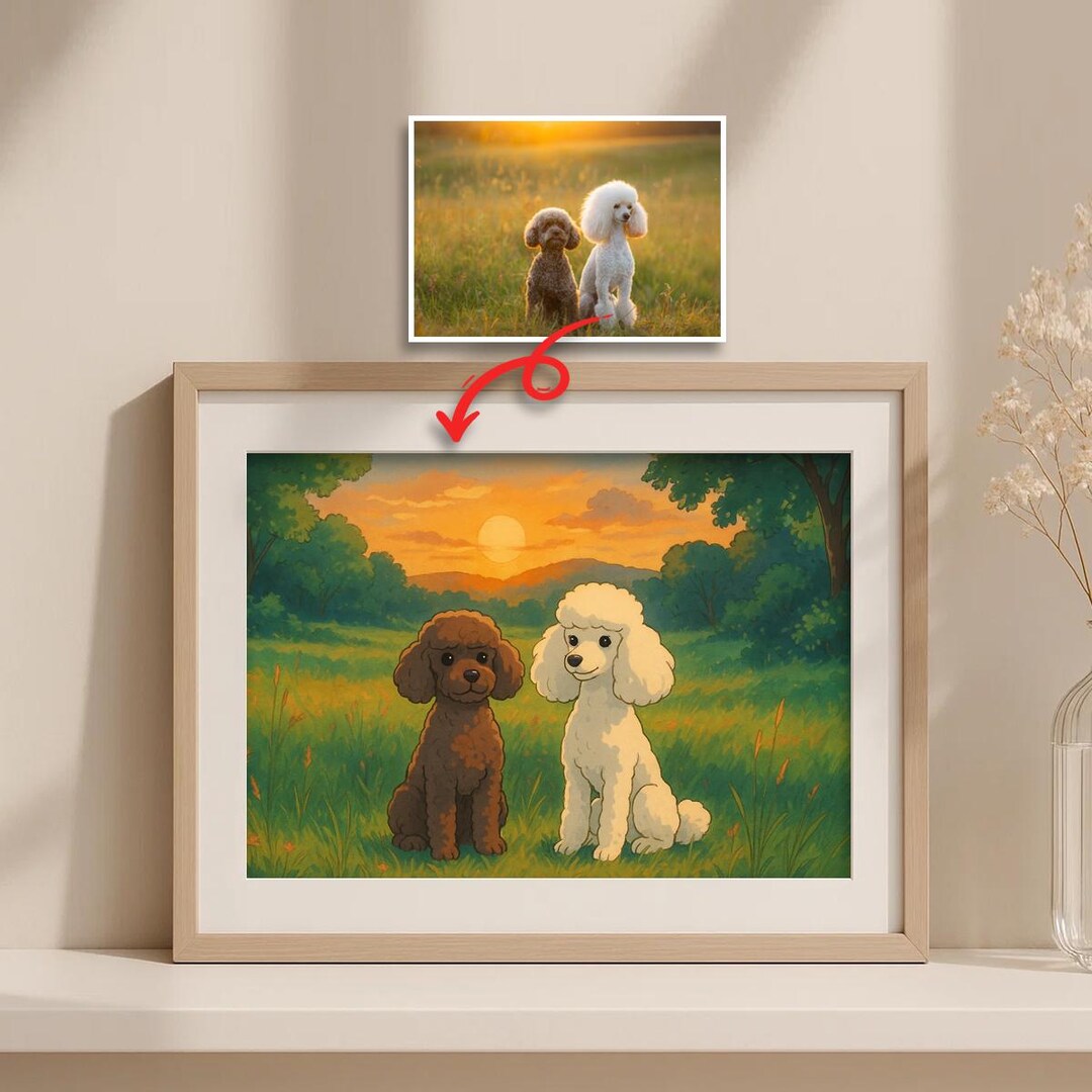 Custom Ghibli Style Pet Portrait: Anime Dog & Cat Art (digital Download ...