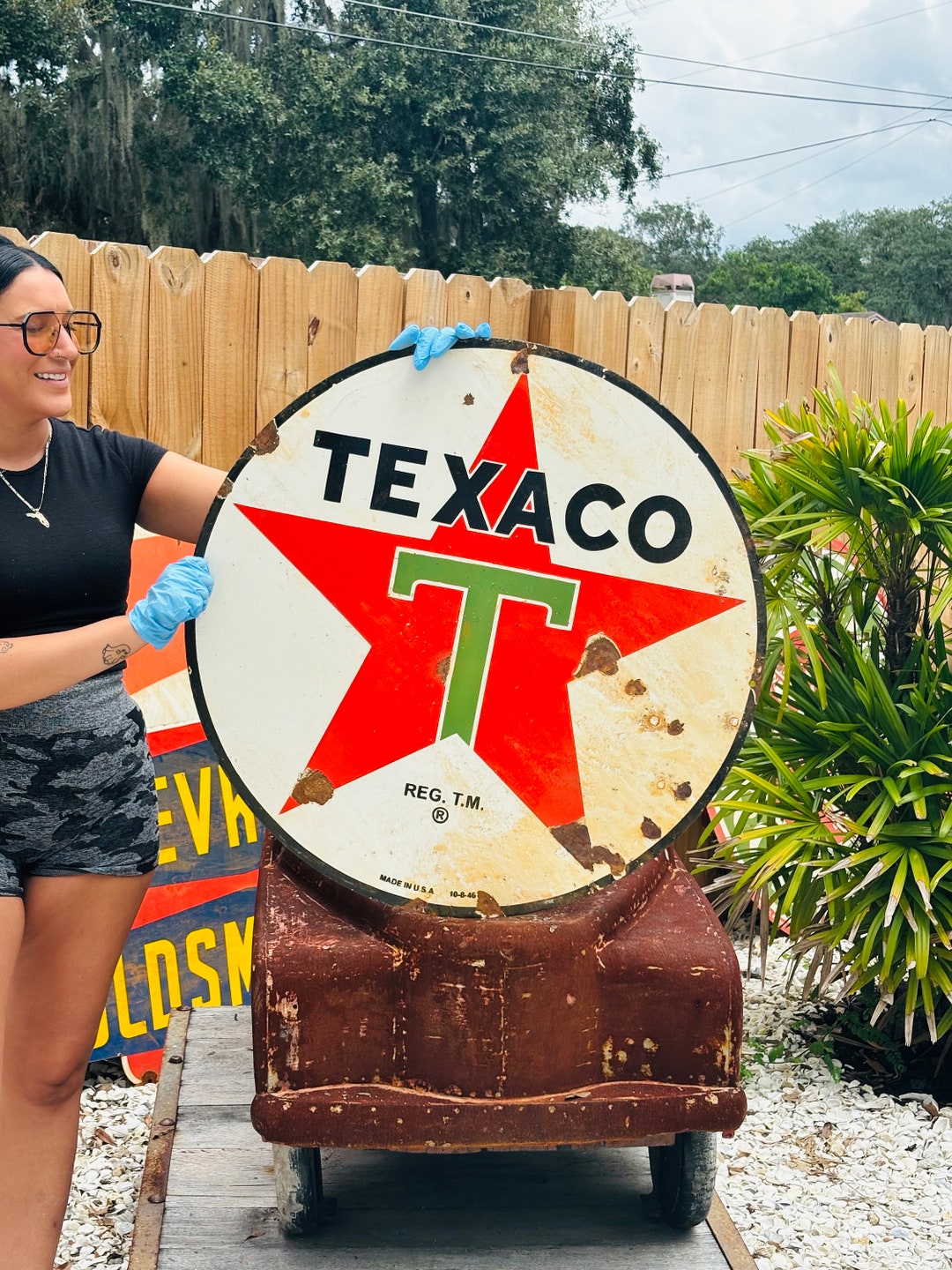 Large Porcelain Texaco Advertising Sign 30 In - Etsy