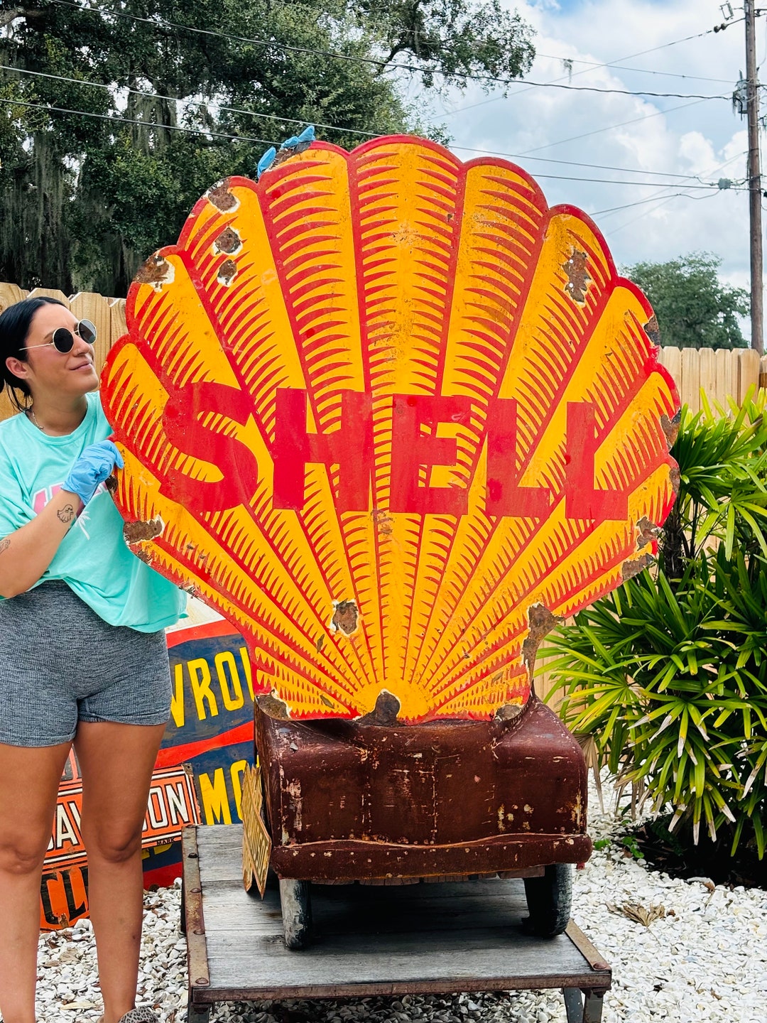 Large Porcelain Shell Advertising Sign 48 In - Etsy