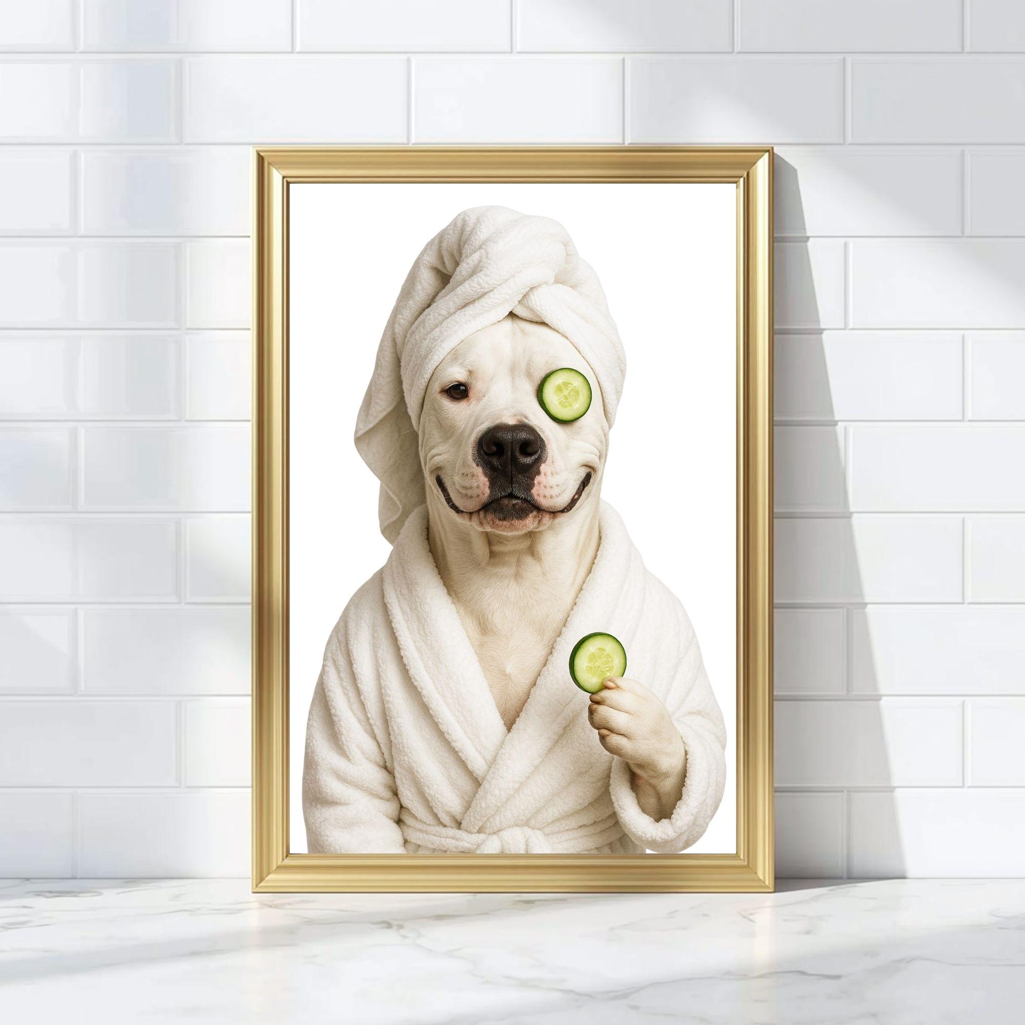 Set of 3 Funny Argentino Dogo Dog Bathroom Prints, Printable Wall Art ...