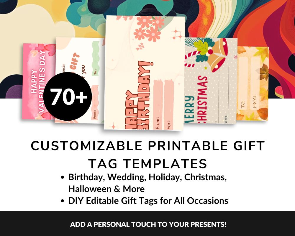 70+ Customizable Printable Gift Tag Templates | Birthday, Wedding ...