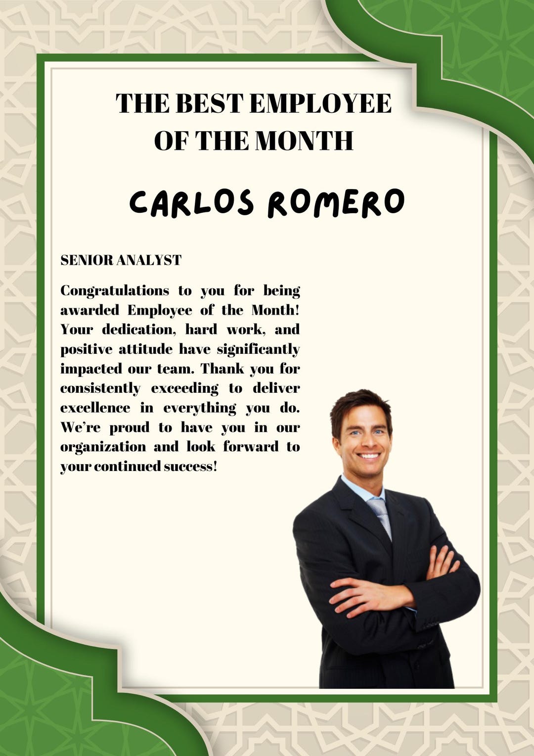 Editable Employee of the Month Flyer Template | Instant Download - Etsy