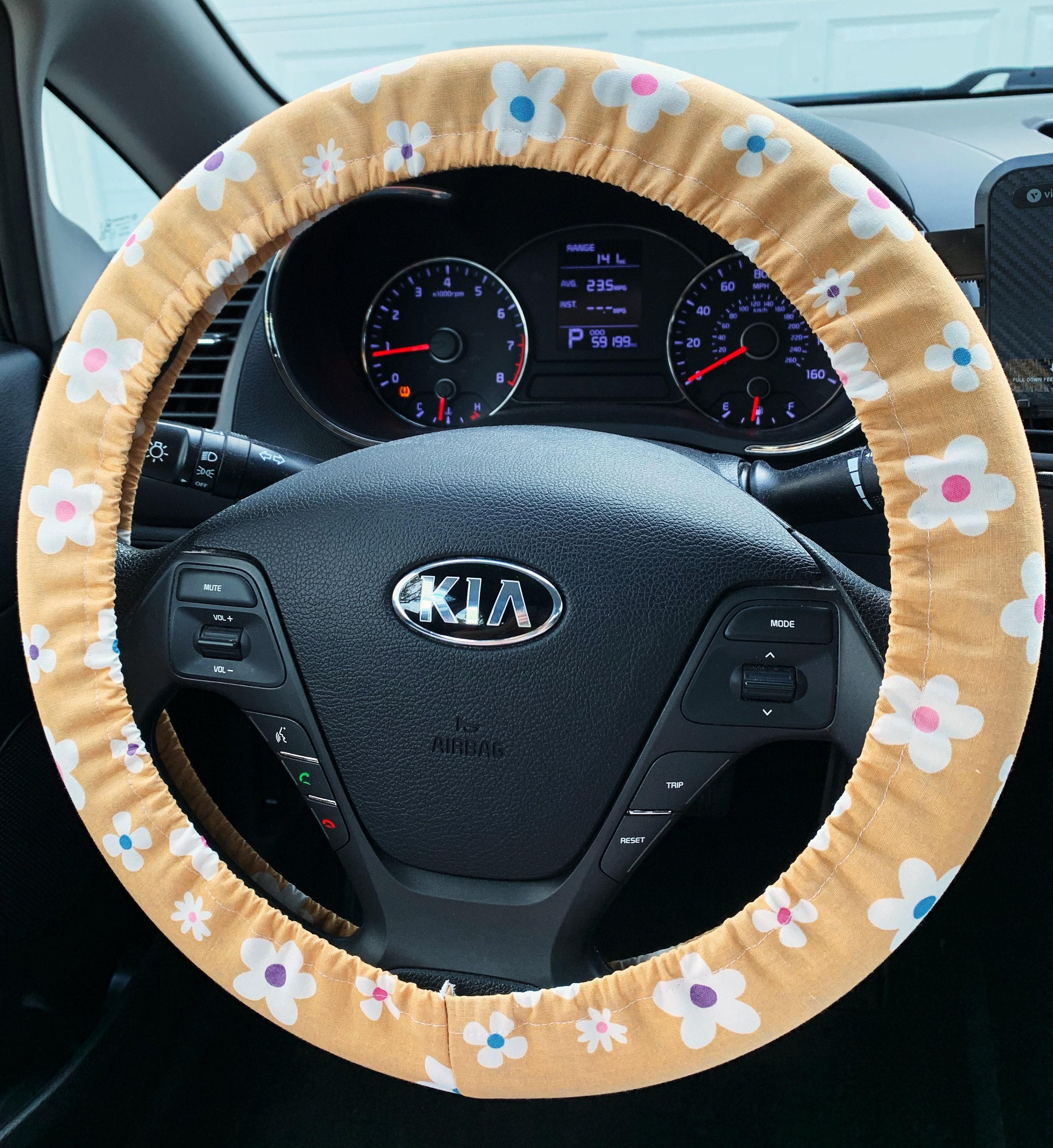 Flower Power Steering Wheel Cover W/ Grip | Retro, Hippie Wheel Cover ...