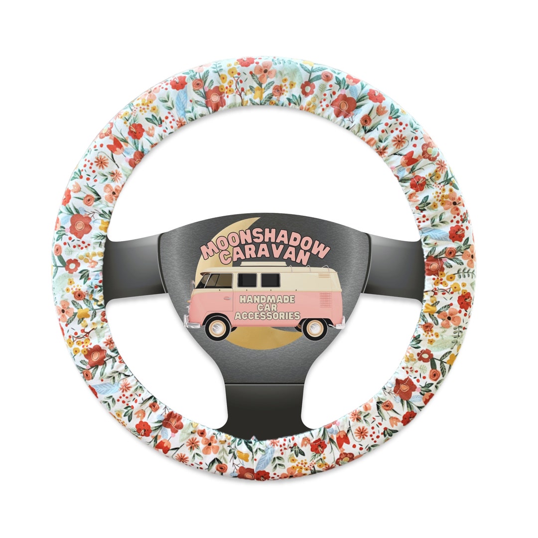 Boho Wildflowers Steering Wheel Cover W/ Grip Liner | Cottagecore Car ...