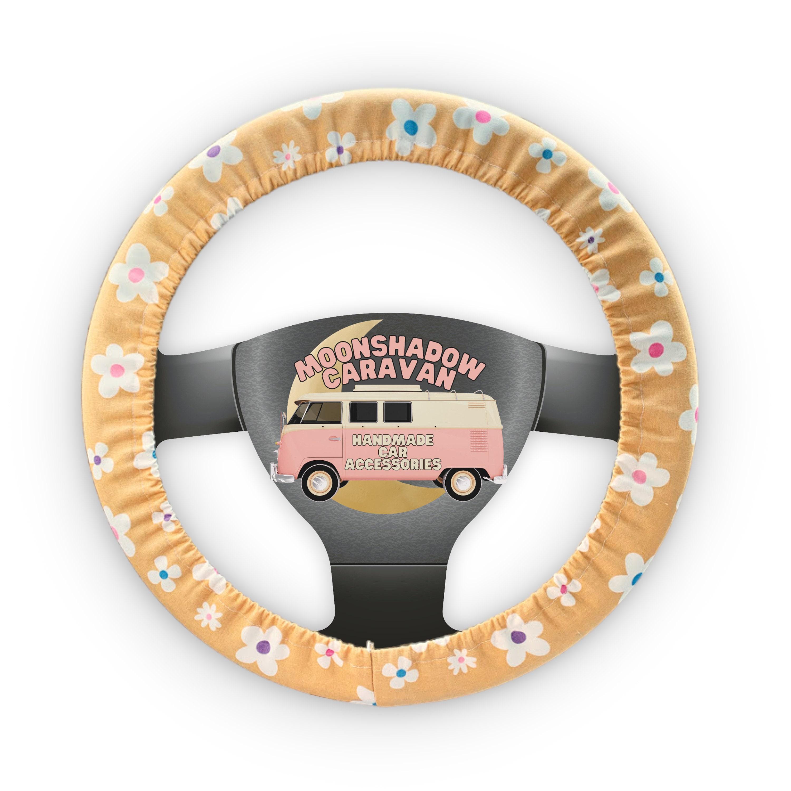 Flower Power Steering Wheel Cover W/ Grip | Retro, Hippie Wheel Cover ...