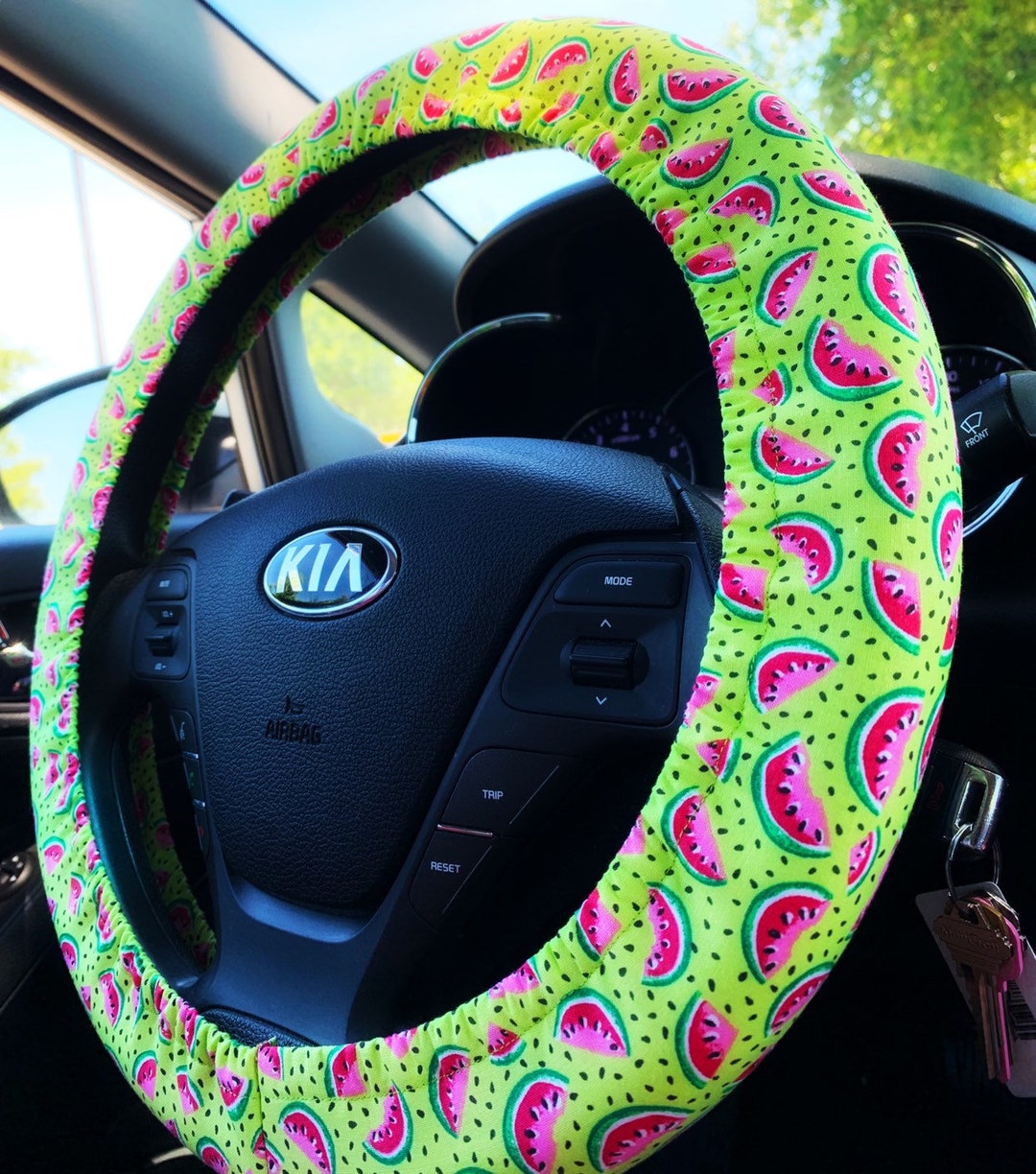 Watermelon Steering Wheel Cover W/ Grip Liner | Lime Green & Pink ...