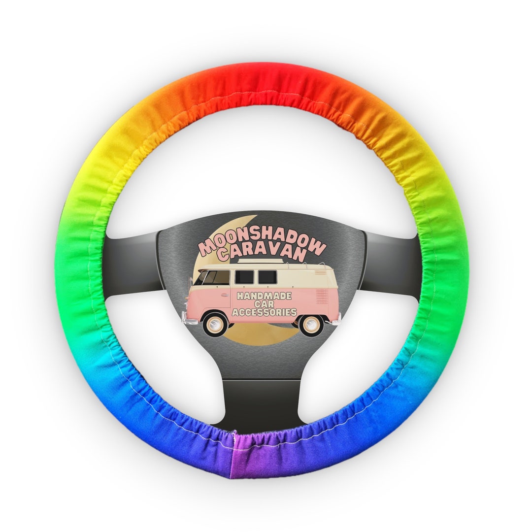 Ombre Rainbow Steering Wheel Cover W/ Grip | Tie Dye Gradient Rainbow ...