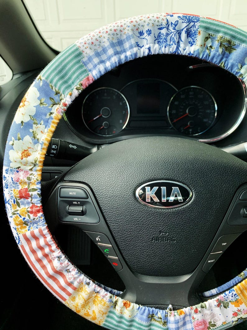 Flannel Lined Patchwork Quilt Steering Wheel Cover | Boho Hippie Car ...