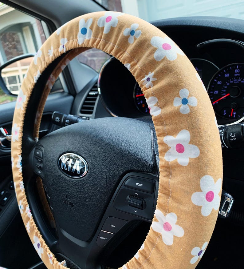Flower Power Steering Wheel Cover W/ Grip | Retro, Hippie Wheel Cover ...