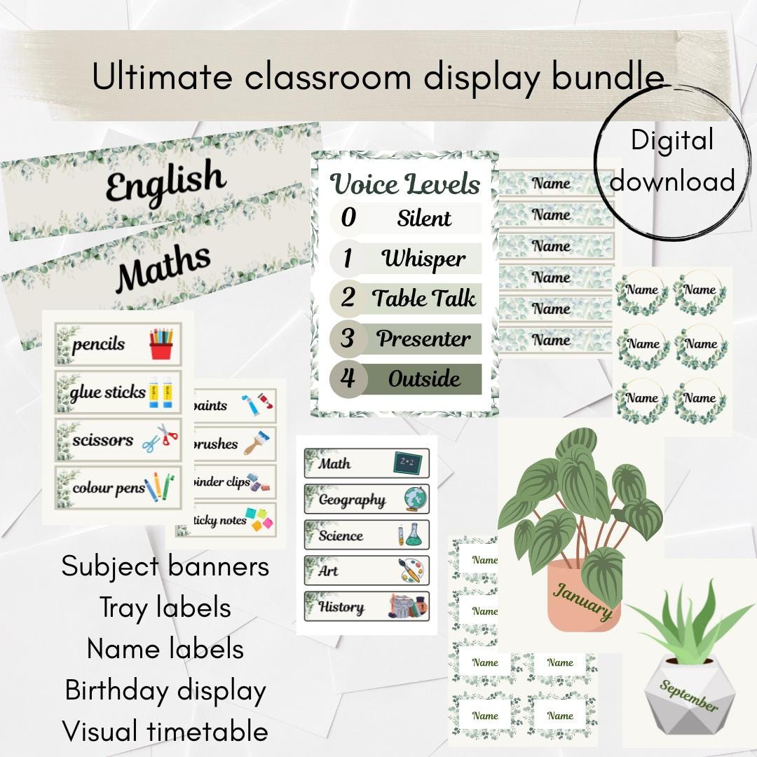 Editable Classroom Decor Bundle: Subject Banners, Labels, Visual ...