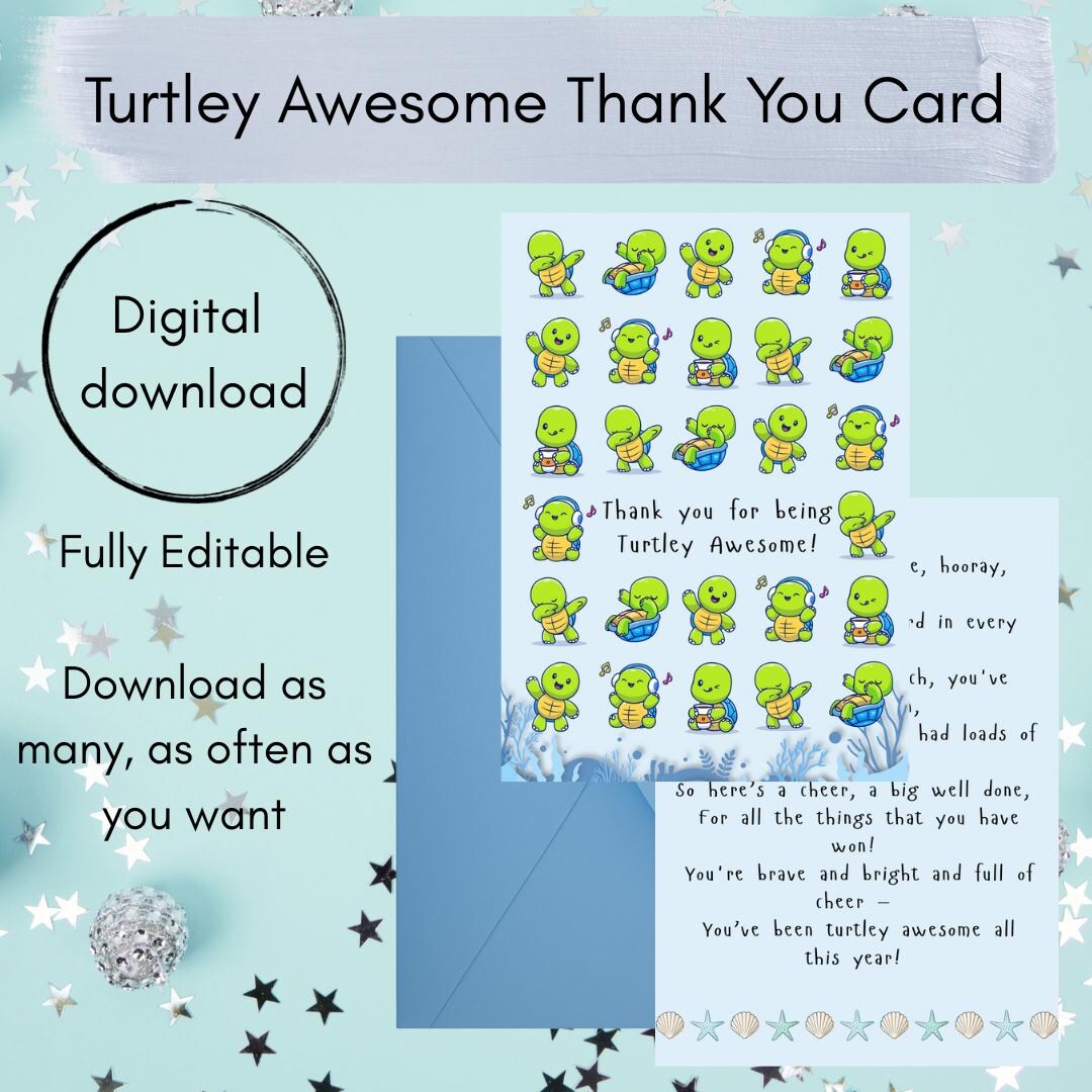 Turtley Awesome Thank You Card | End of Year Teacher to Class Gift ...