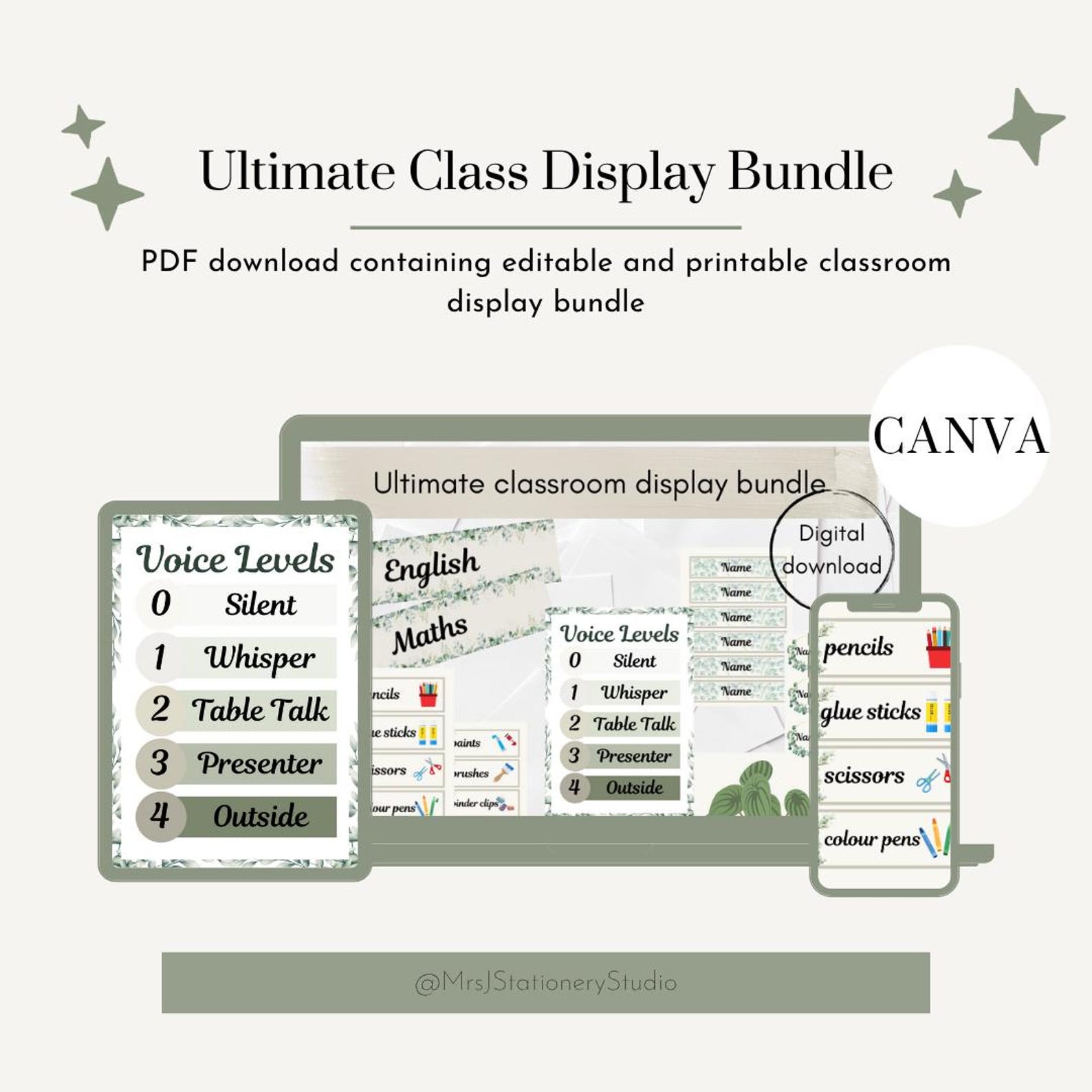 Editable Classroom Decor Bundle: Subject Banners, Labels, Visual ...
