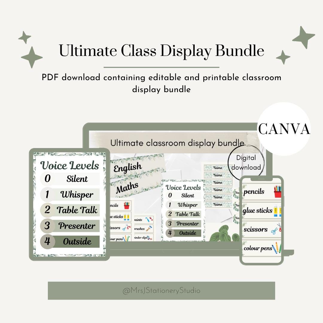Editable Classroom Decor Bundle: Subject Banners, Labels, Visual ...