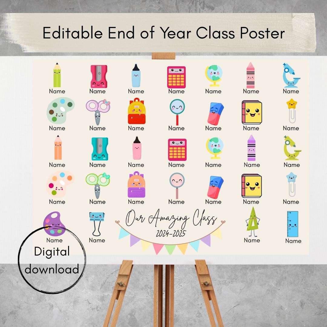 Personalized Teacher Thank You Print: End of Year Class Gift (digital ...