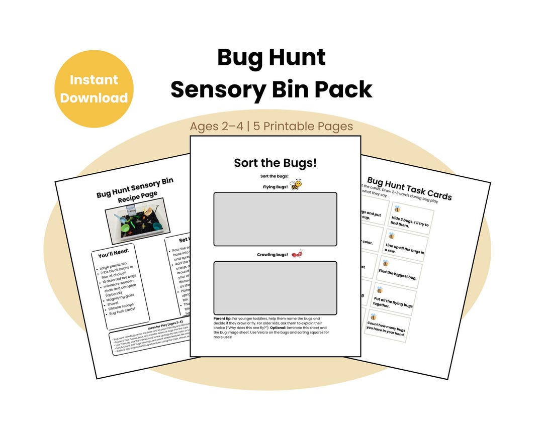 Bug Sensory Bin Activity Printable Toddler Activities for Preschool ...