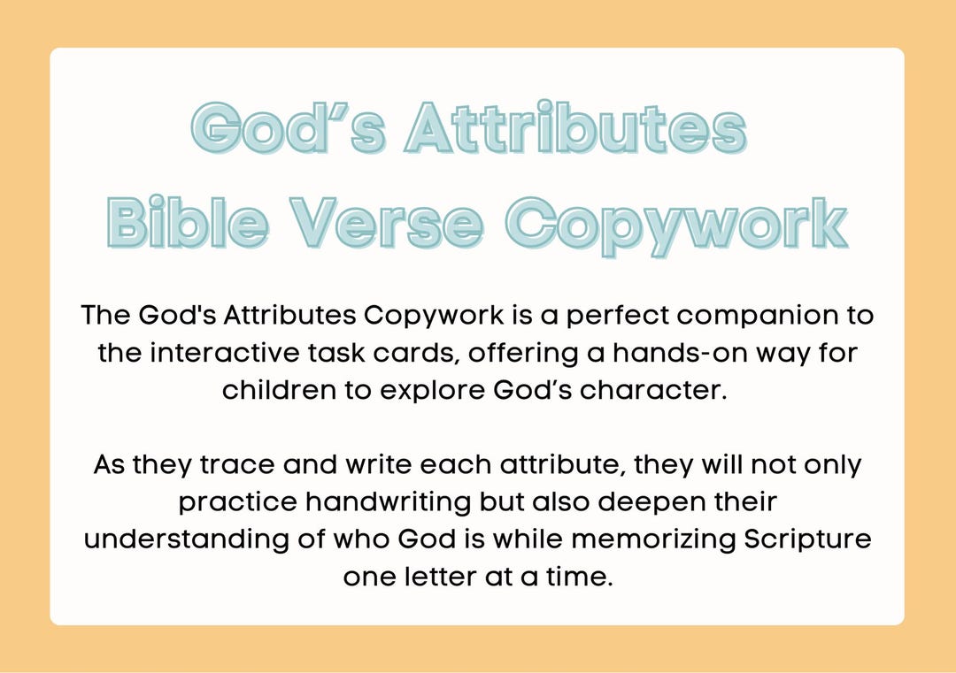 ABC Bible Verse of God's Attributes Copy Work Manuscript - Etsy