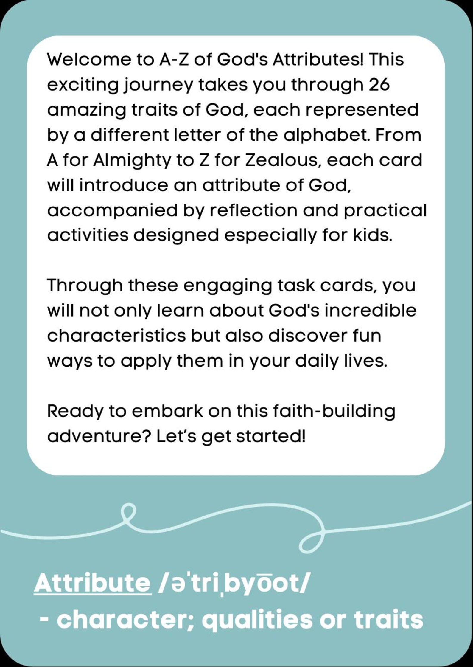 ABC of God's Attributes Task Cards - Etsy