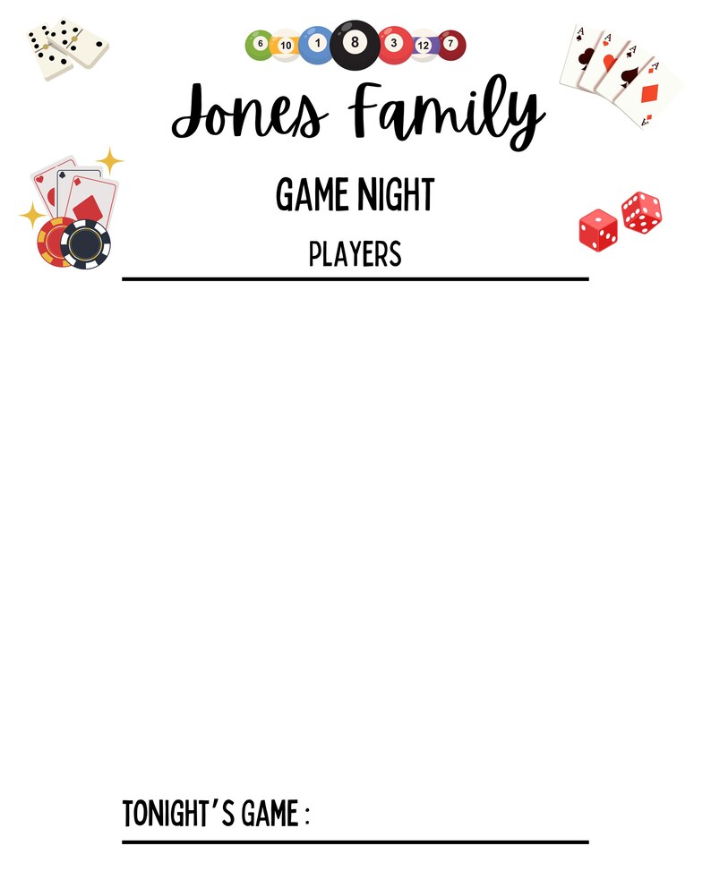 Family Game Night Tally Board, Family Gift, Family Game Night, Game ...