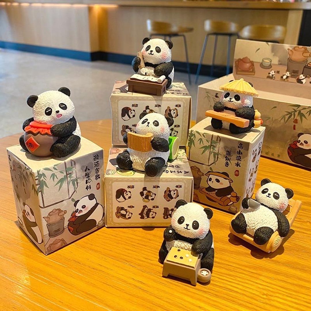 A Set of Cute Panda Figurines Miniature Collectibles – Desk Decor, Home ...