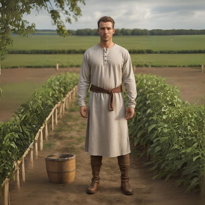 Farmer's Tunic for Men Minimalistic Long Sleeve Peasant Dress ...