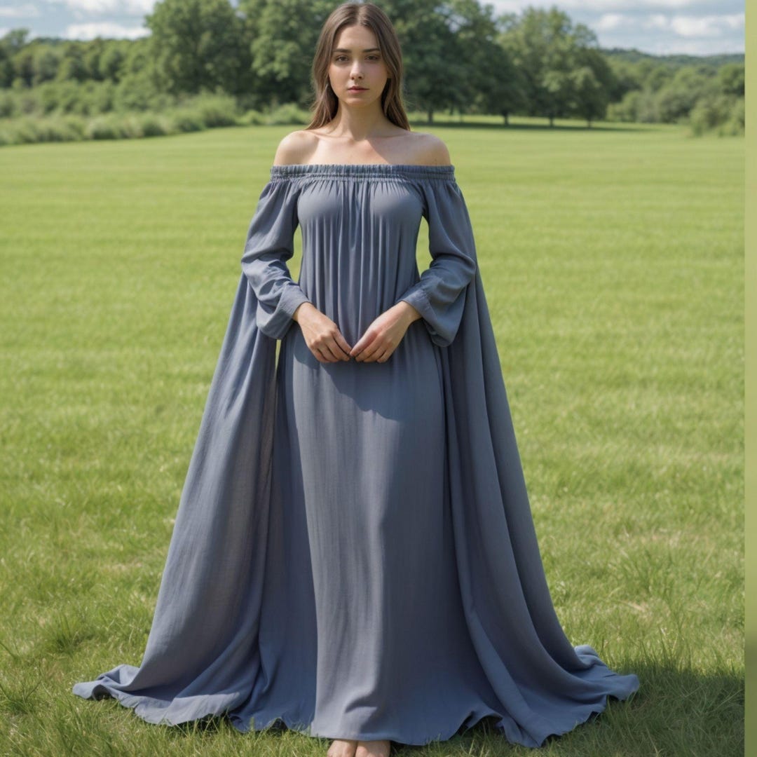 Moonlit Queen Maiden Baggy Sleeves Gown | Off-shoulder Renaissance ...