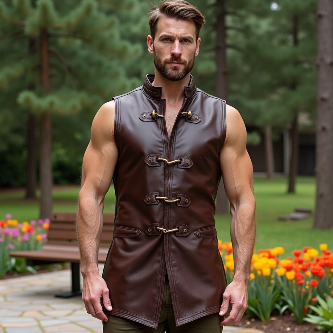 Men's Medieval Leather Vest | Custom Viking Warrior Armor With Front ...