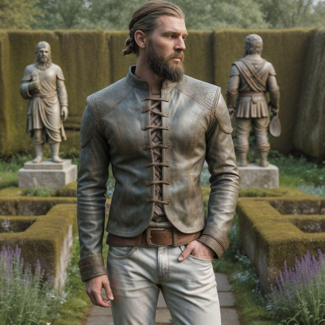 Customized Men Medieval Lace-up Leather Jacket | Authentic Design With ...