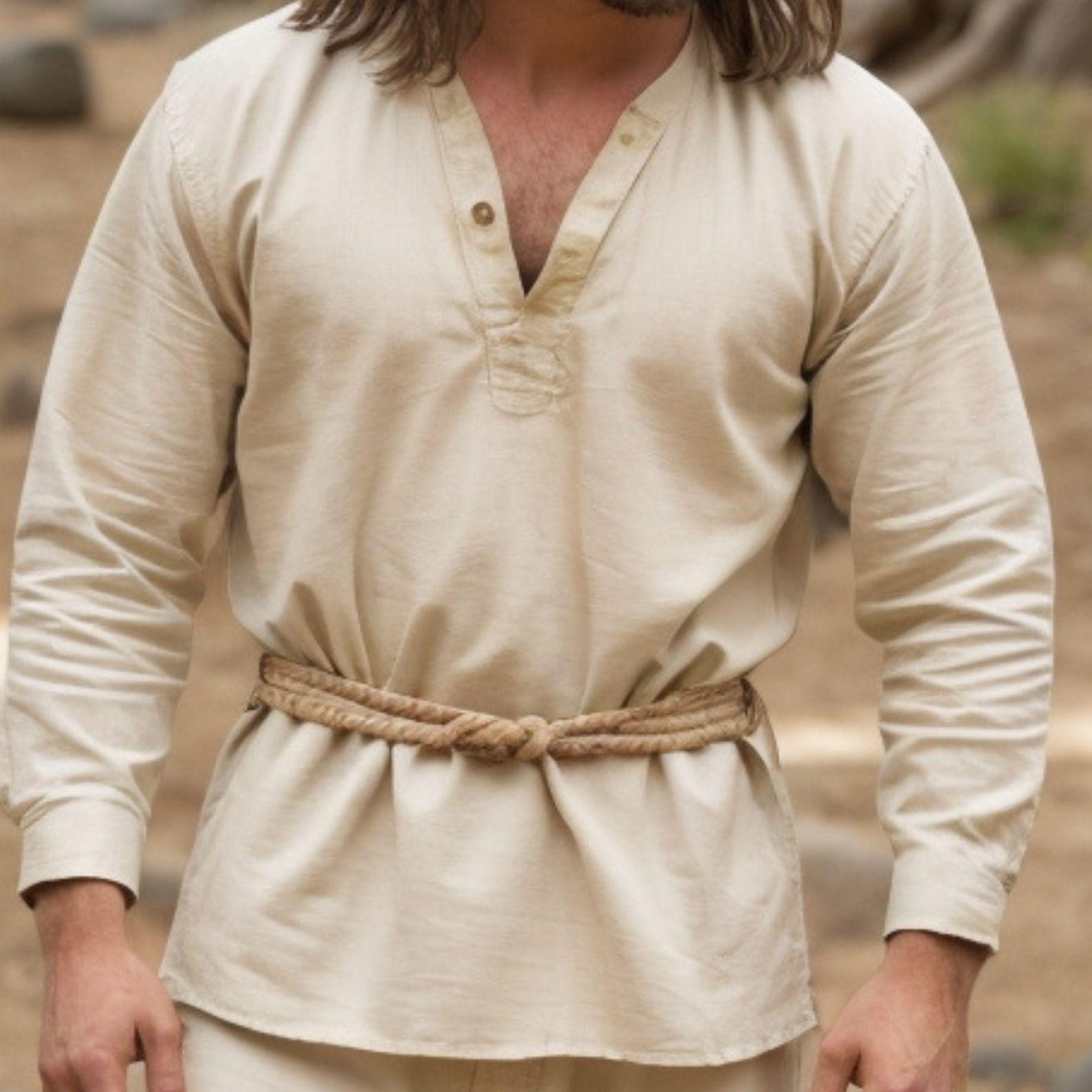 Viking Ren Faire Beige Men Tunic and Pants Costume Set | Medieval ...