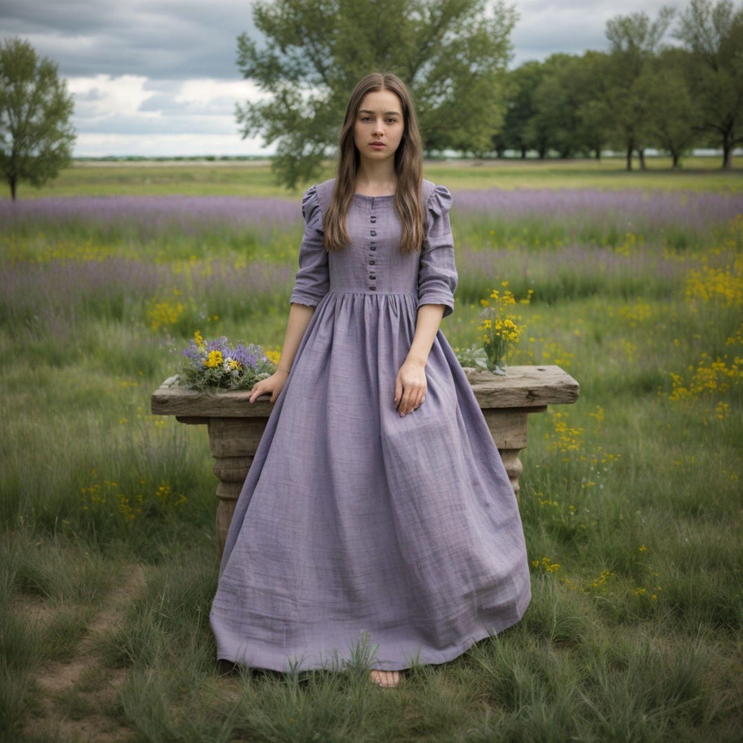 Rustic Lavender Cottagecore Dress | Vintage Prairie-inspired Gown ...