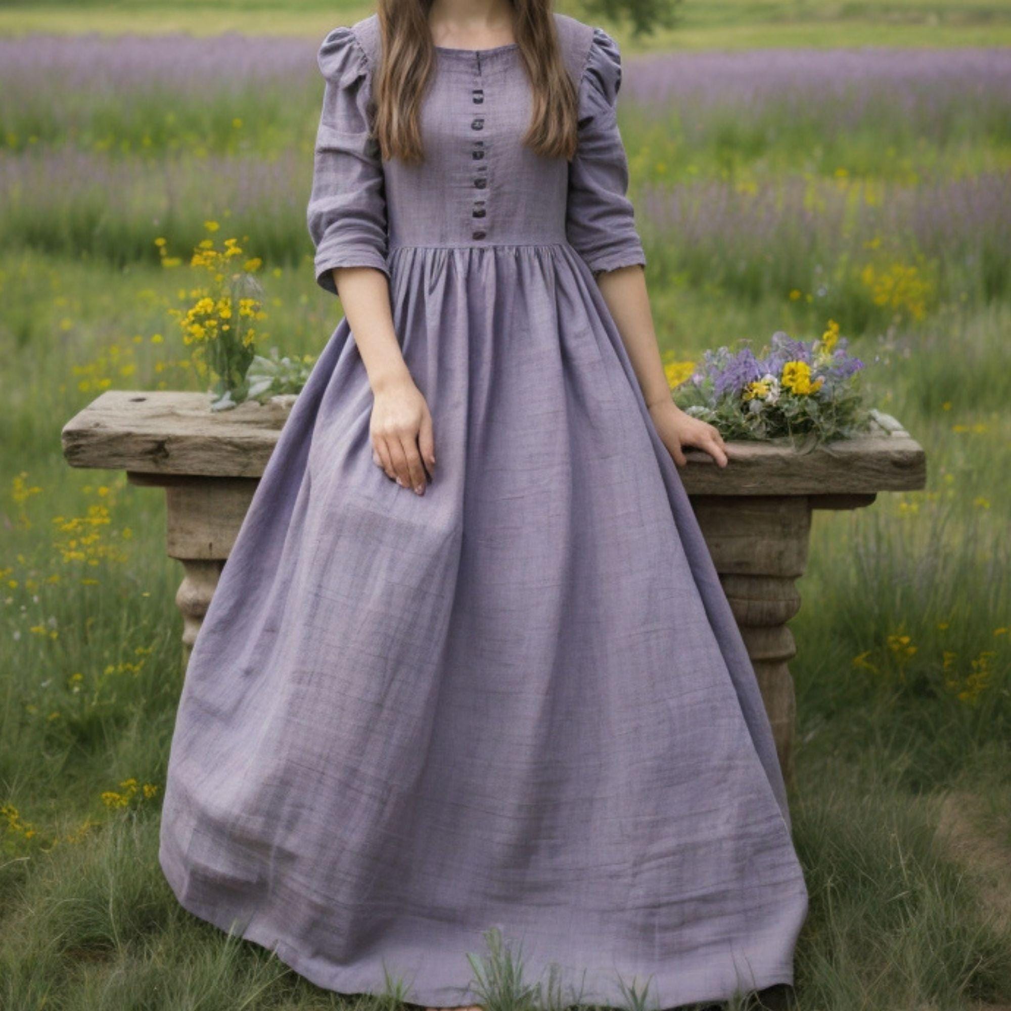 Rustic Lavender Cottagecore Dress | Vintage Prairie-inspired Gown ...