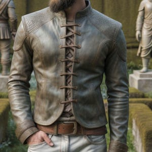 Customized Men Medieval Lace-up Leather Jacket | Authentic Design With ...