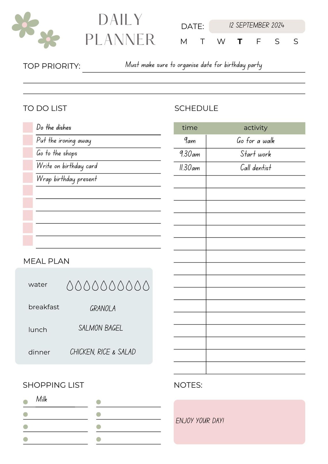 Minimalist A4 Daily Planner - Printable Digital Download for Organised ...