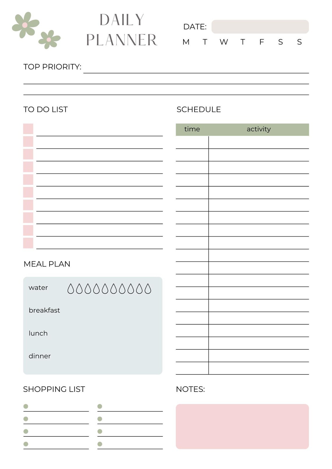 Minimalist A4 Daily Planner - Printable Digital Download for Organised ...