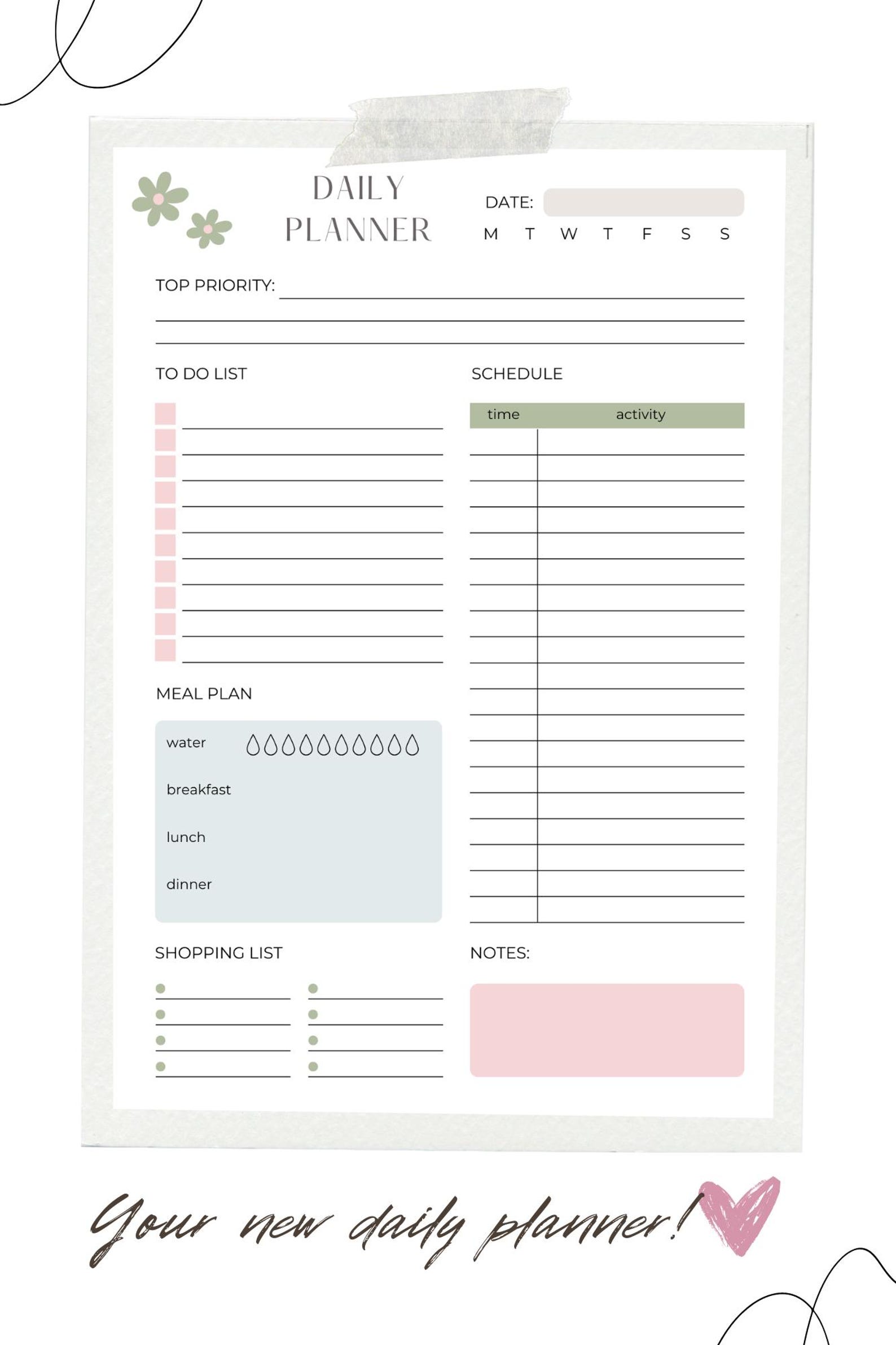 Minimalist A4 Daily Planner - Printable Digital Download for Organised ...