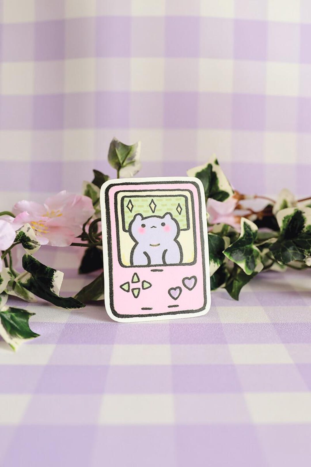 Cute Y2K Gameboy 90s Inspired Kawaii Cat Waterproof Vinyl Sticker for ...