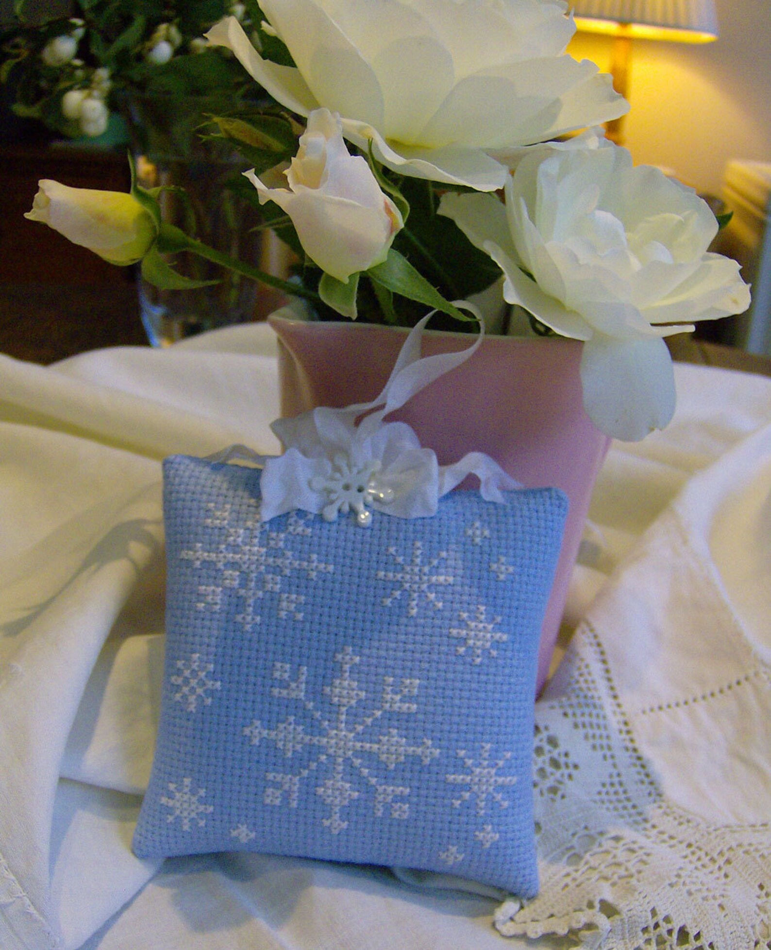 Cross Stitch Snowflake Cushion - Etsy