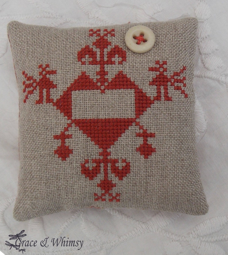 American Primitive Cross Stitch Cushion - Etsy