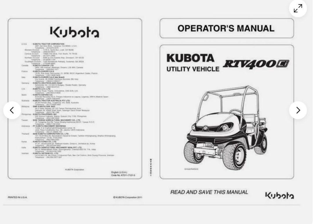 Kubota RTV 400ci Operators Maintenance Manual - Etsy