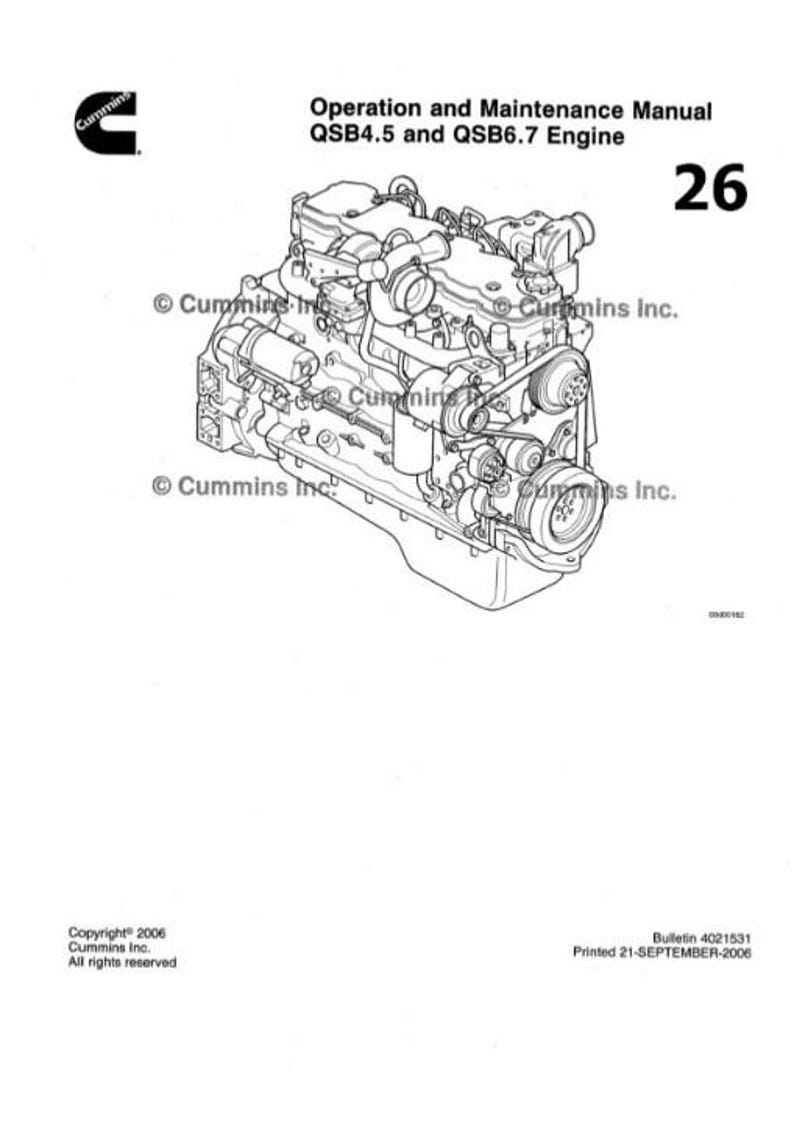 Cummins QSB4.5 , QSB6.7 Engines Operation and Maintenance Manual - Etsy