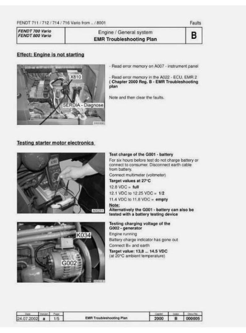 Fendt 700 800 Vario Service Training Workshop Manual - Etsy