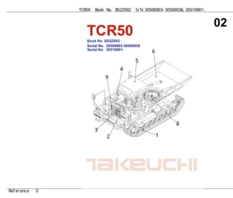 TAKEUCHI TCR50 Crawler Dumper PARTS Manual 274 Pages - Etsy