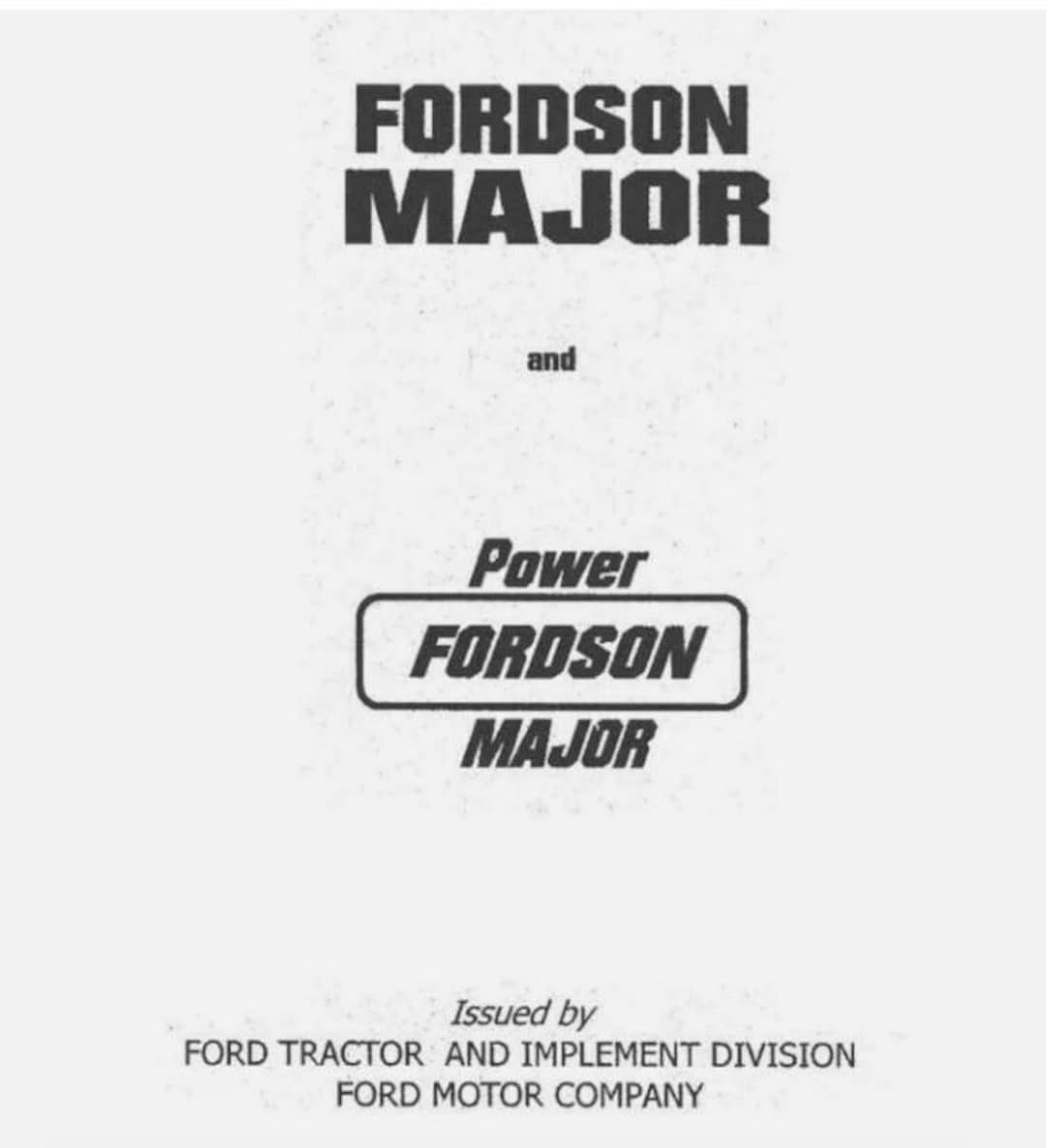 Fordson Major and Power Major Workshop Manual - Etsy