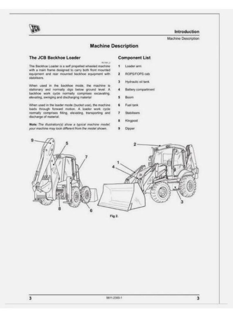 JCB 3CX, 4CX PRECISION CONTROL Backhoe Loader Operators Manual - Etsy
