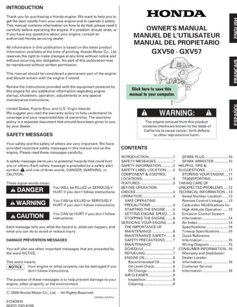 Honda GXV Series Engines Manuals - Etsy