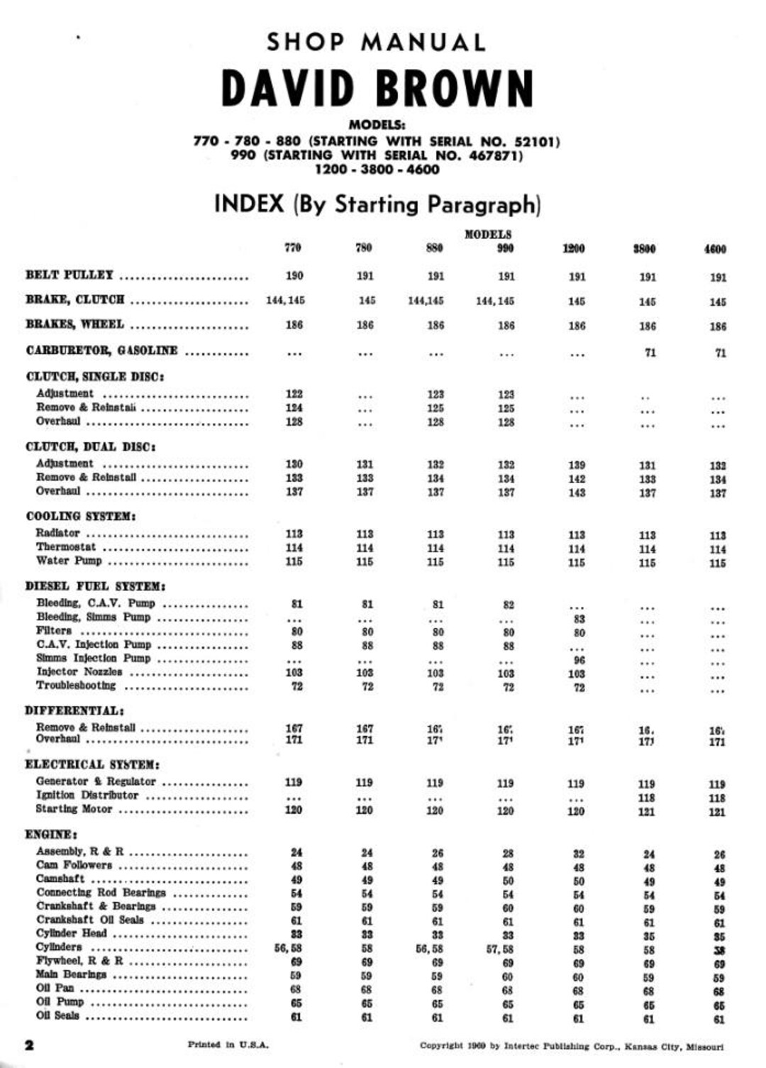 David Brown 770 880 780 990 1200 3800 4600 TMM Workshop Manual - Etsy