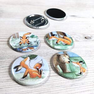 Little Red Fox Illustration Fridge Magnets Set or Badges - Etsy