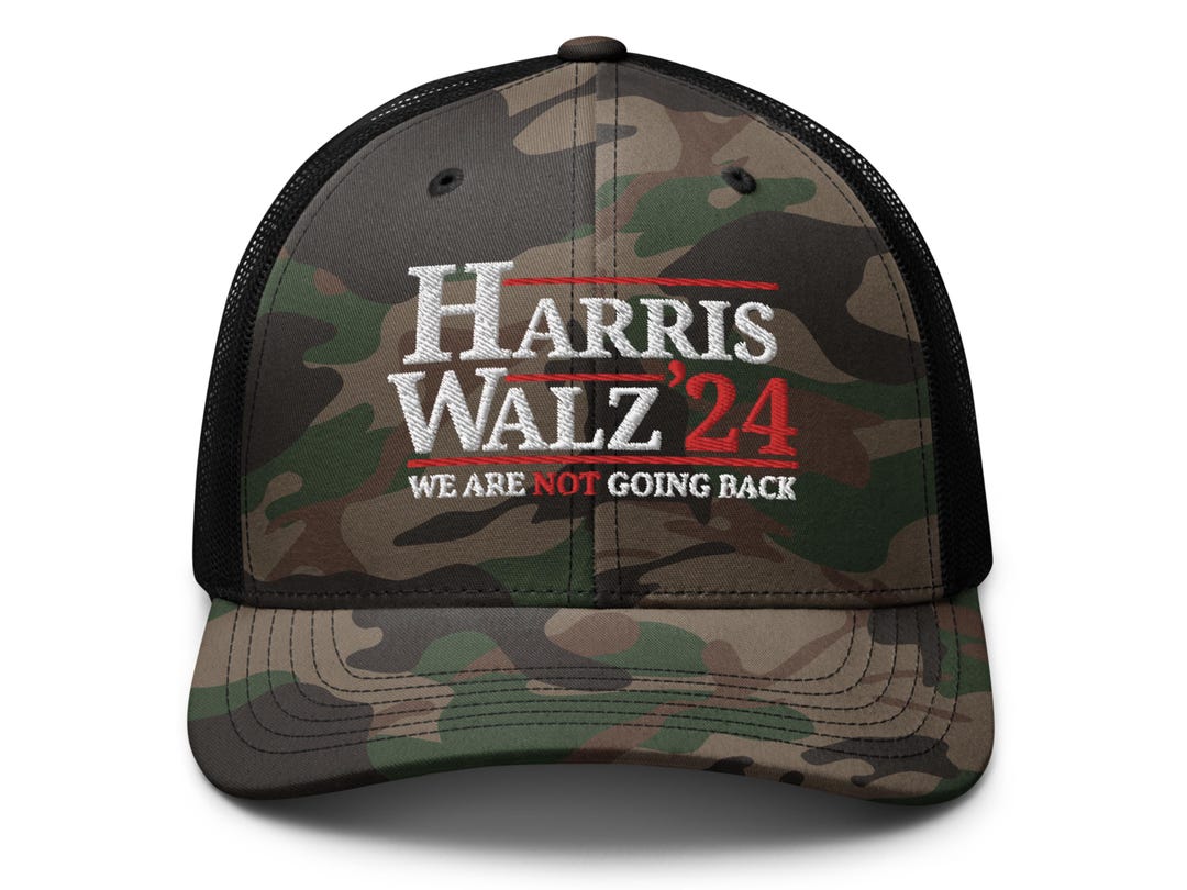 Kamala Harris Walz 2024 Embroidered Camo Dad Hat, Madam President, Camo ...