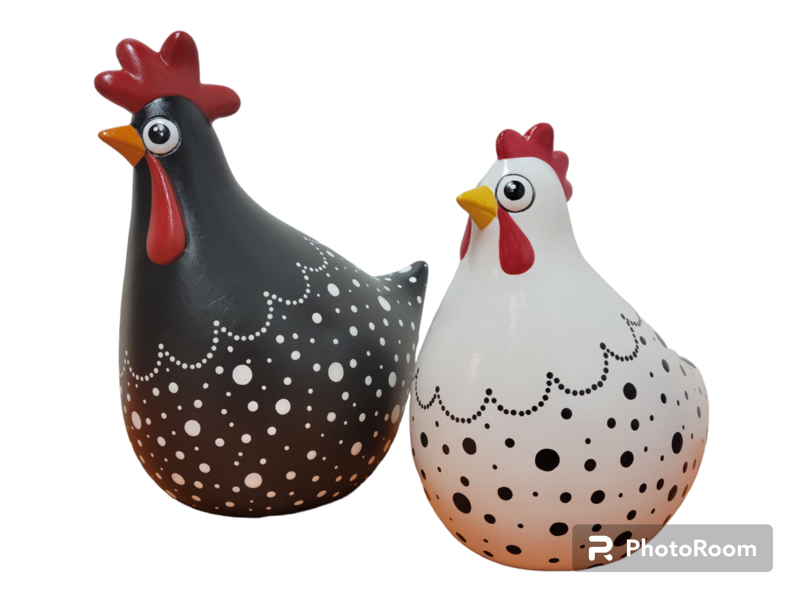 Hand Painted Ceramic Rooster and Hen - Etsy